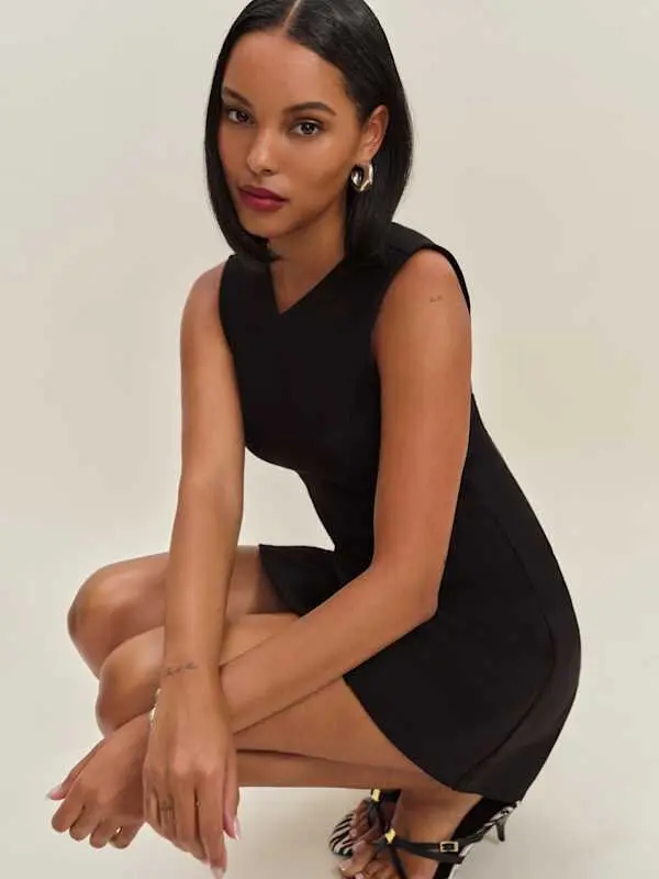 REFORMATION Ava Heavy Knit Dress - Black