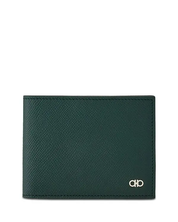 FERRAGAMO Micro Gancio Leather Bifold Wallet - Moss