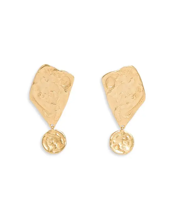 REISS Mason Molten Drop Earrings - Gold