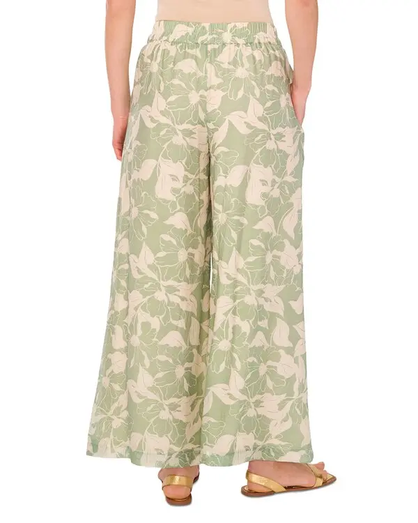 Vince Camuto Printed Drawstring Wide Leg Pants - Eucalyptus