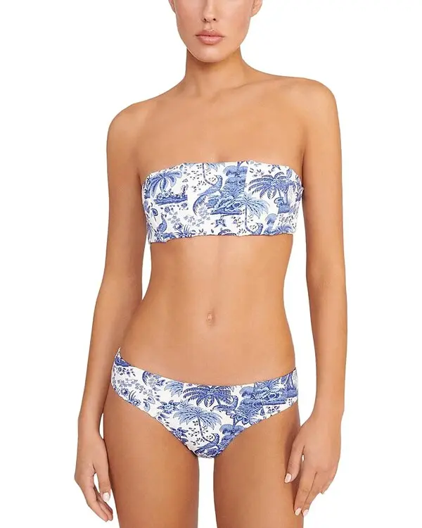 Staud Mala Bandeau Bikini Top - Blue Toile
