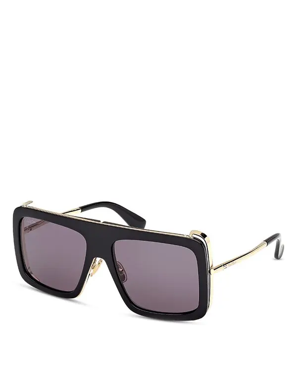 Max Mara Jean Rectangle Sunglasses, 57mm - Black/smoke
