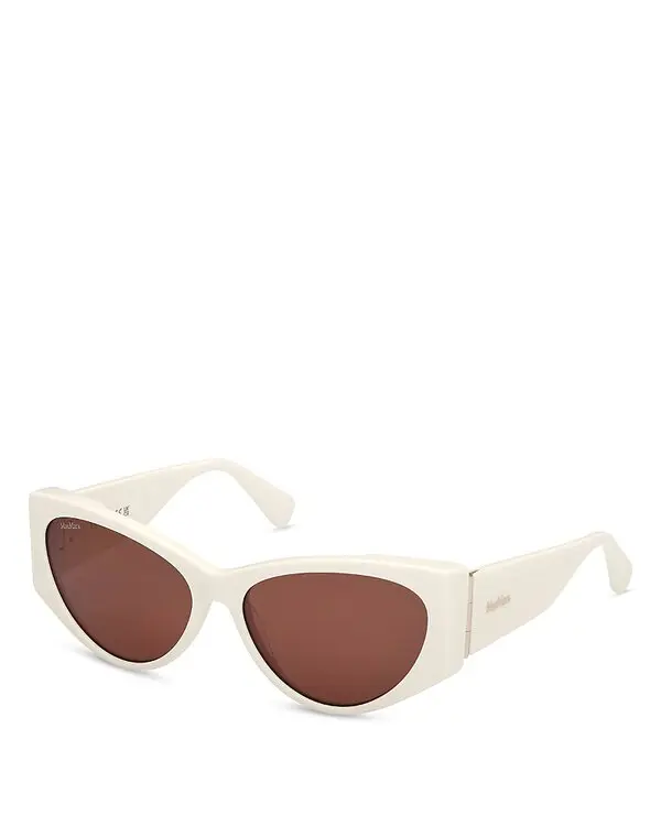 Max Mara Hinge Cat Eye Sunglasses, 58mm - White/brown