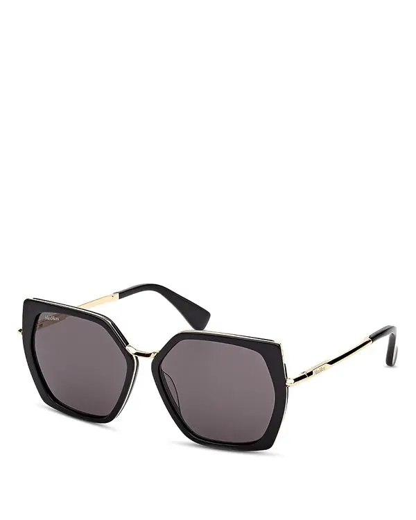 Max Mara Geometric Sunglasses, 56mm - Black/smoke