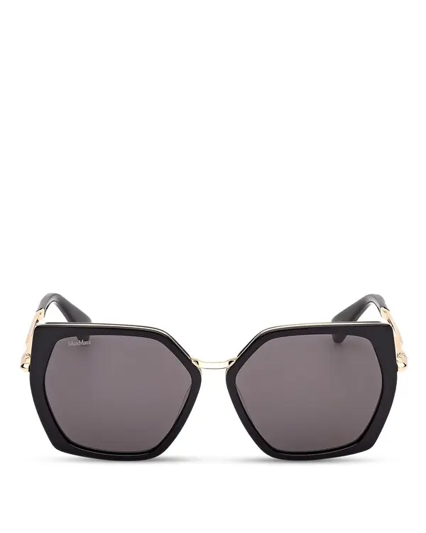 Max Mara Geometric Sunglasses, 56mm - Black/smoke