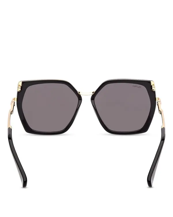 Max Mara Geometric Sunglasses, 56mm - Black/smoke