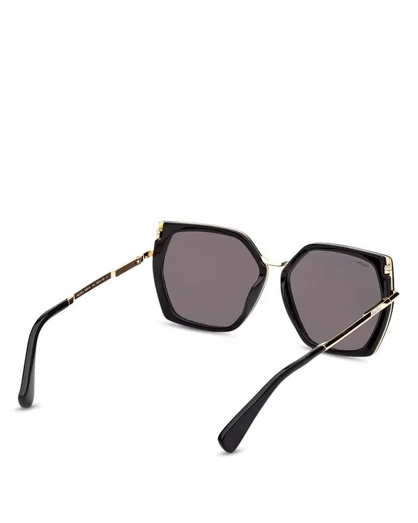 Max Mara Geometric Sunglasses, 56mm - Black/smoke