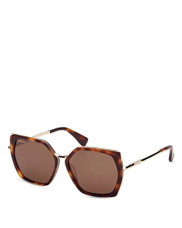 Max Mara Geometric Sunglasses, 56mm - Havana/brown