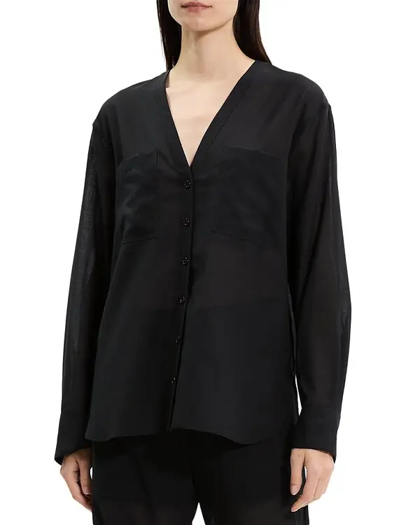 Theory Oversized Collarless Shirt