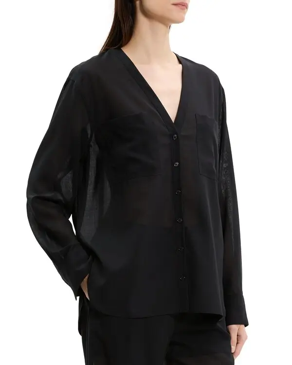 Theory Oversized Collarless Shirt