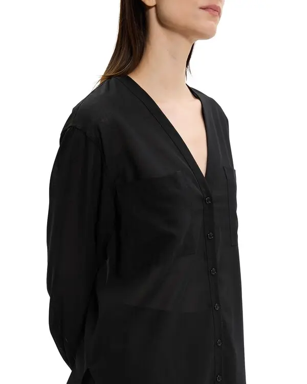 Theory Oversized Collarless Shirt