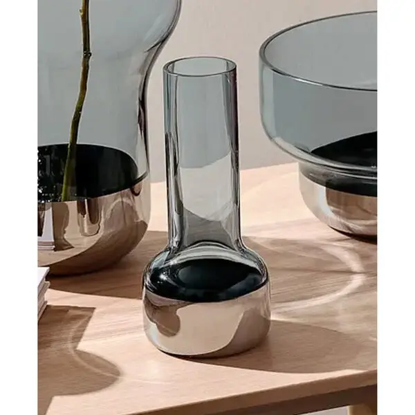 NUDE GLASS Contour Bud Vase, Steel Blue