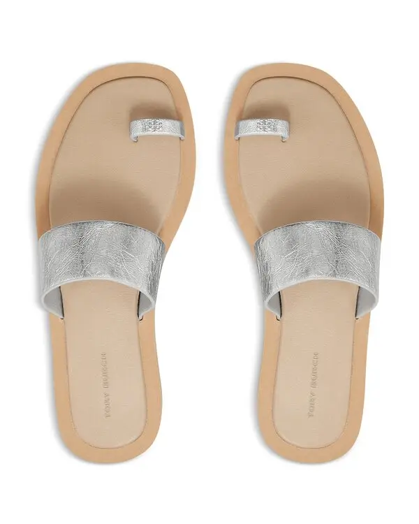 Tory Burch Toe Ring Flip Flop Sandals - Silver