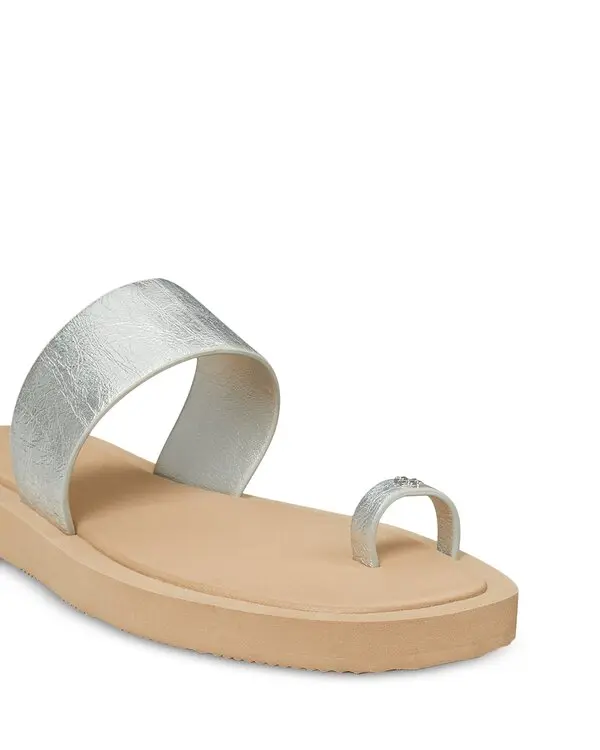 Tory Burch Toe Ring Flip Flop Sandals - Silver