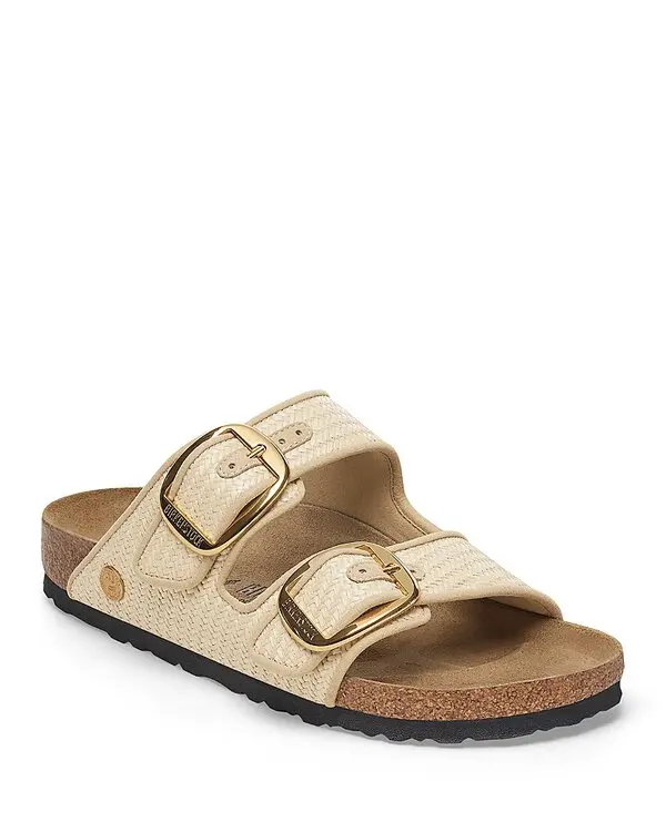 BIRKENSTOCK Arizona Big Buckle Raffia Sandals - Beige