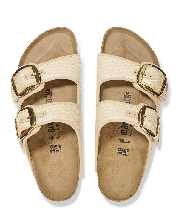 BIRKENSTOCK Arizona Big Buckle Raffia Sandals - Beige