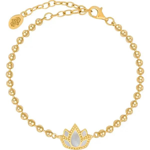 KARMA AND LUCK Lotus Mother Of Pearl Charm Bracelet - Gold