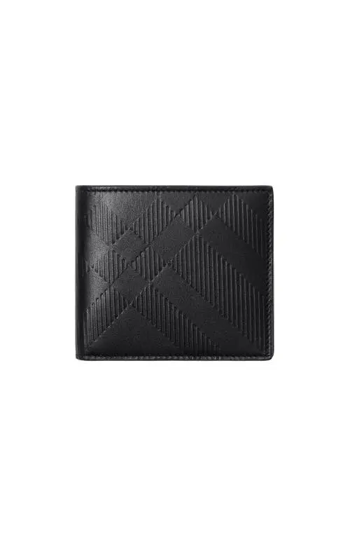 Burberry Embossed Check Bifold Wallet