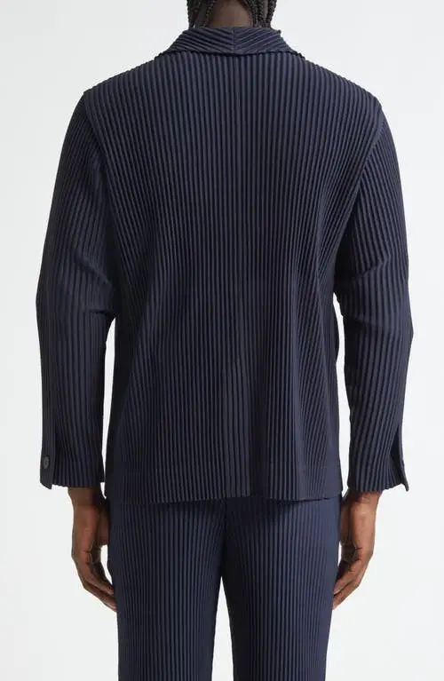 Issey Miyake Basics Pleated Single Breasted Blazer - Navy