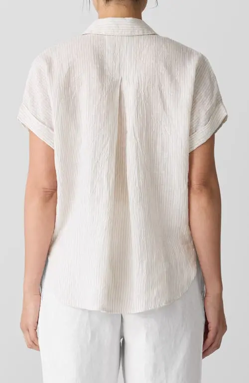 Eileen Fisher Notched Collar Organic Linen Top