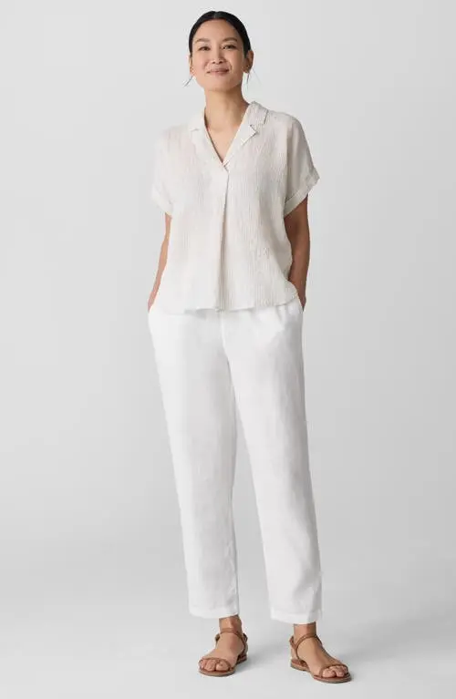 Eileen Fisher Notched Collar Organic Linen Top