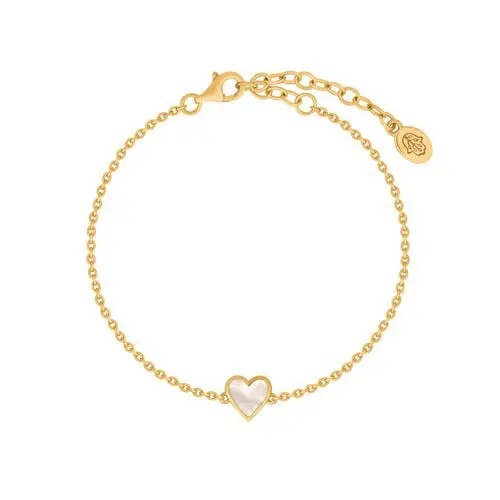 KARMA AND LUCK Harmonious Spirit Mother Of Pearl Heart Bracelet - Gold/white
