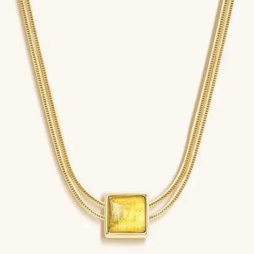 KARMA AND LUCK Citrine Evil Eye Necklace - Gold/yellow