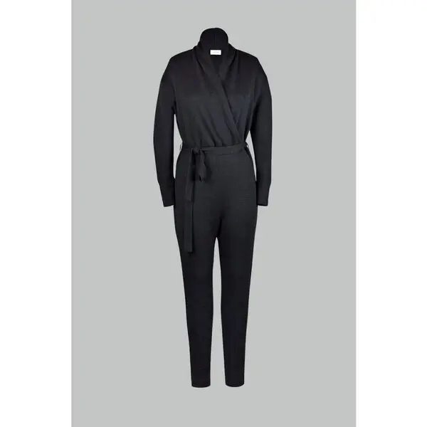 SSKEIN Wrap Neck Jumpsuit - Black