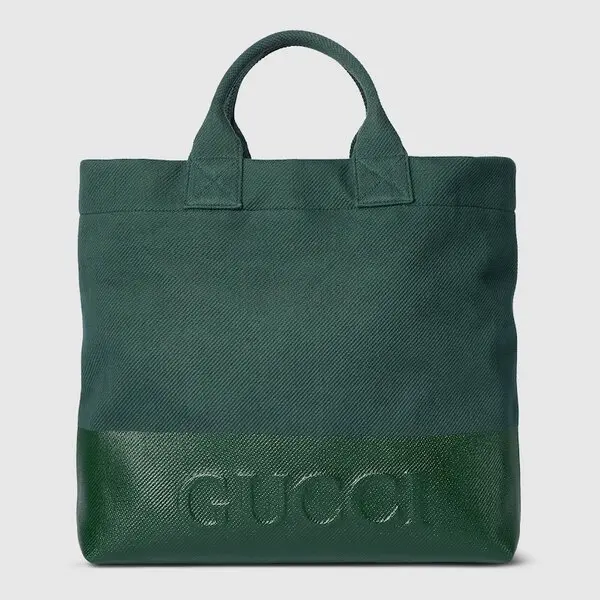 Gucci Embossed Canvas Tote Green Editorialist