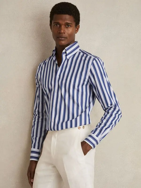 REISS Xeno Cotton Stripe Button-down Shirt Regular-fit