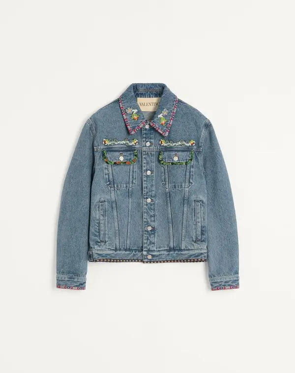 Valentino Garavani Denim Jacket With Embroidery And Print