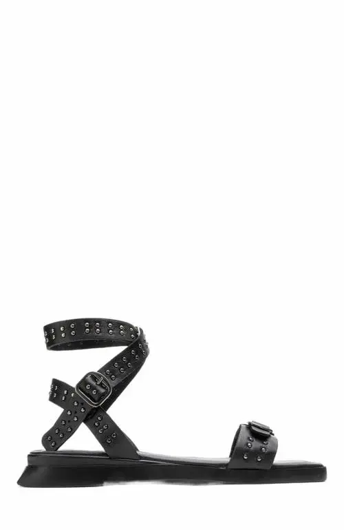 FOREVER & ALWAYS SHOES Carril Leather Sandal - Black Leather