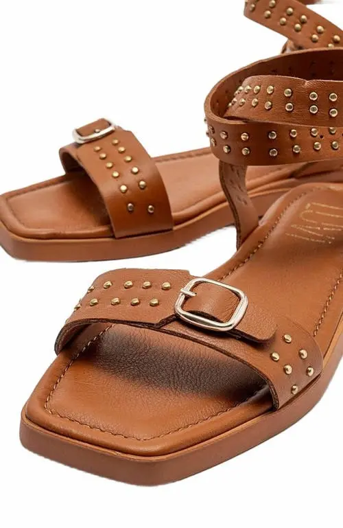 FOREVER & ALWAYS SHOES Carril Leather Sandal - Cognac Brown Leather