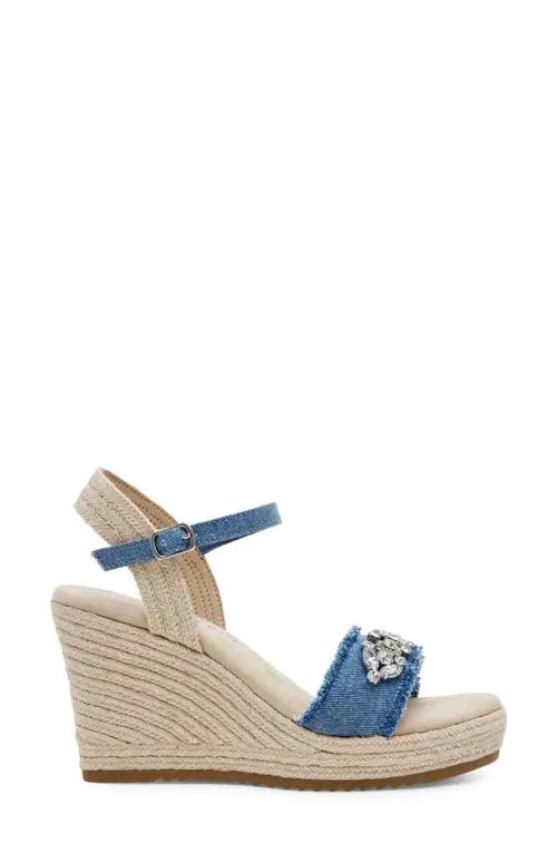 Anne Klein Wilton Platform Wedge Sandal - Denim/ Crystal
