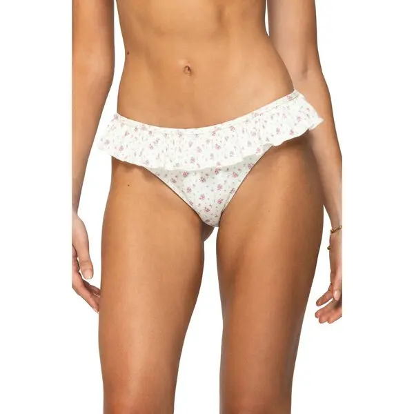 EDIKTED Amelia Ruffle Bikini Bottoms - White