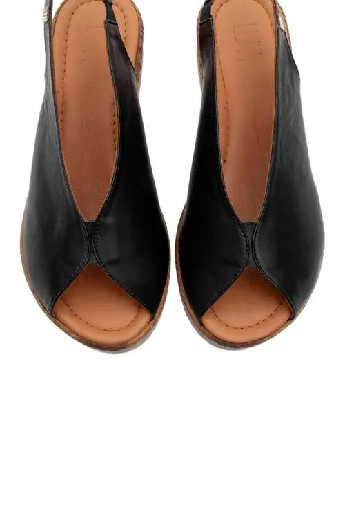FOREVER & ALWAYS SHOES Blom Leather Platform Sandal - Black Leather