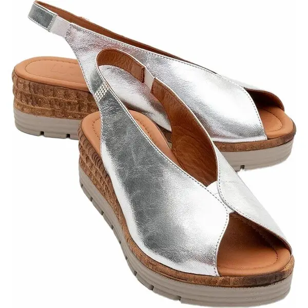 FOREVER & ALWAYS SHOES Blom Leather Platform Sandal - Silver Leather