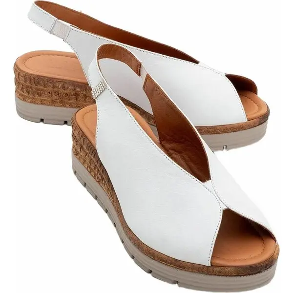 FOREVER & ALWAYS SHOES Blom Leather Platform Sandal - White Leather