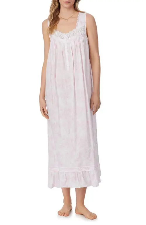 Eileen West Cotton Lawn Ballet Nightgown - White/pink