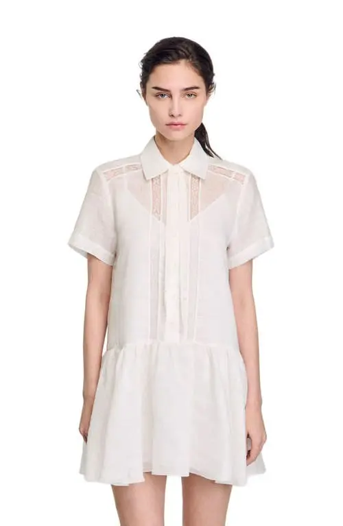 Sandro Mini Dress With Lace Trim In White - 40% Off | Editorialist