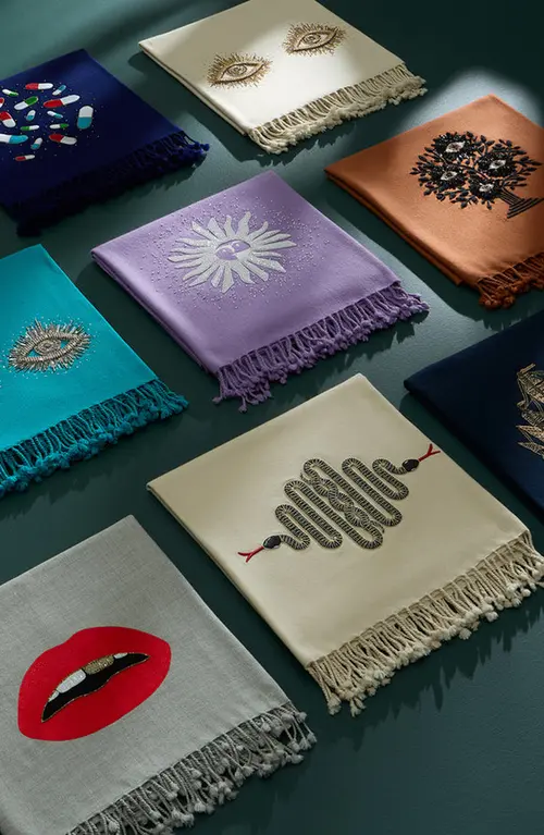 Jonathan Adler Snake Embellished Throw Blanket