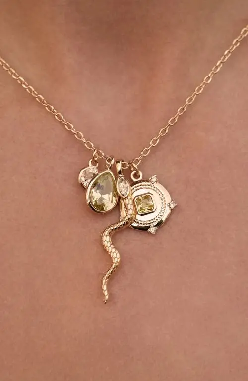 Ettika Serpent Radiance Charm Necklace - Peridot
