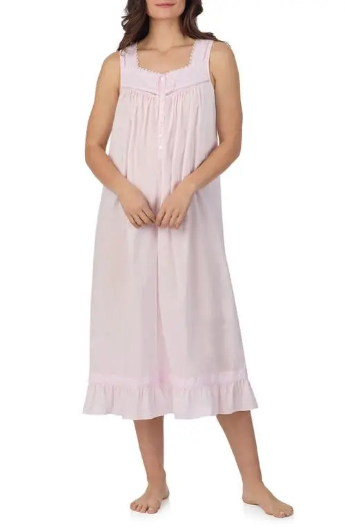 Eileen West Cotton Lawn Ballet Nightgown - Pink/white