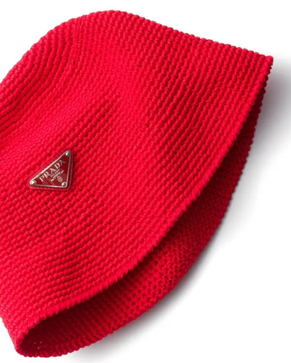 Prada Crochet Bucket Hat - Red