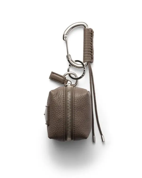 Prada Leather Keychain Charm - Grey