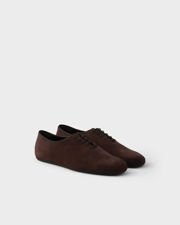 Prada Suede Laced Shoes - Dark Brown