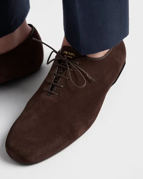 Prada Suede Laced Shoes - Dark Brown