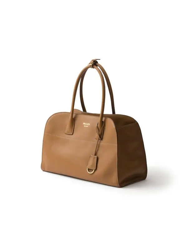Prada Large Leather Tote - Brown
