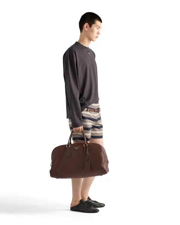 Prada Leather Duffle Bag - Brown