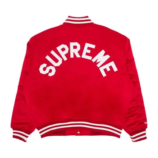 Supreme X Mitchell & Ness Satin Varsity Jacket - Red